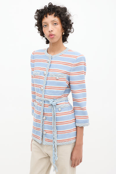 Veronica Beard // Light Blue & Multi Striped Ginevra Braided Trim ...