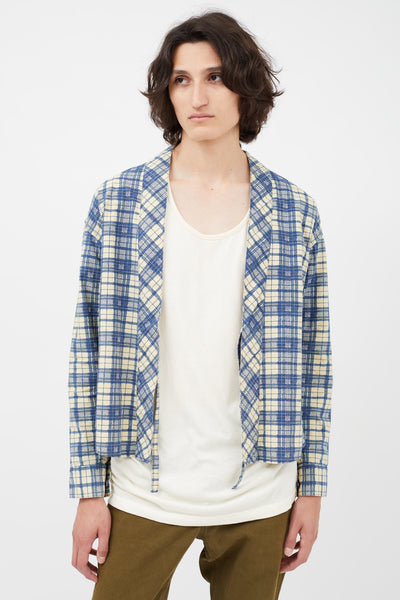 Visvim // Cream & Blue Plaid Cardigan – VSP Consignment