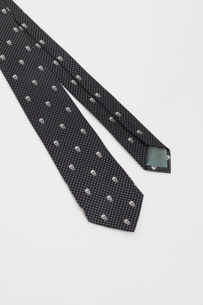 Alexander McQueen // Black & White Polka Dot Skull Tie – VSP Consignment