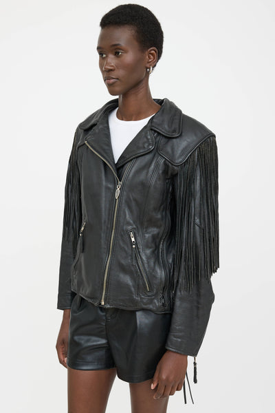 Harley Davidson // Leather Fringe Moto Jacket – VSP Consignment