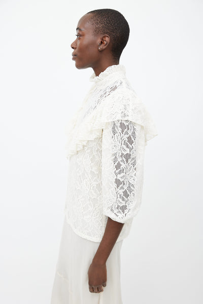 Horses Atelier // White Ruffled Lace Blouse – VSP Consignment
