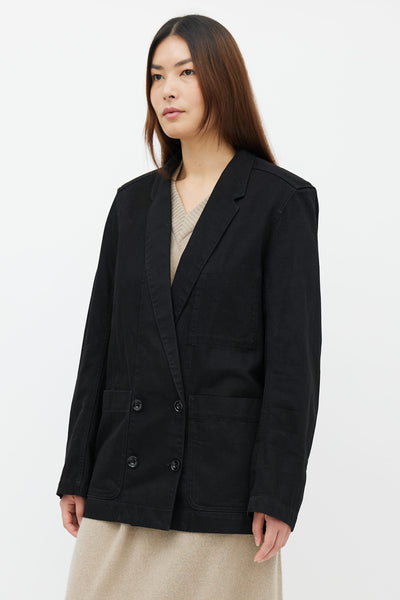 Lemaire // Black Cotton Denim Four-Button Blazer – VSP Consignment