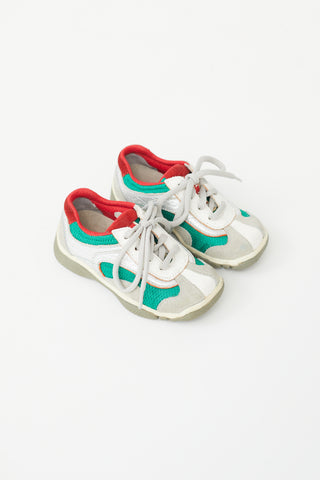Prada // Kids Silver, Green & Red Lace-Up Sneaker – VSP Consignment