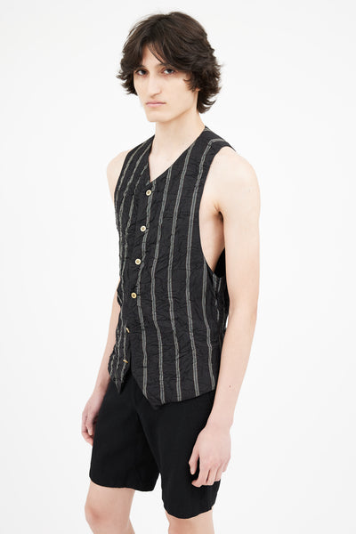 Versace // 1990s Black Stripe Crinkle Vest – VSP Consignment